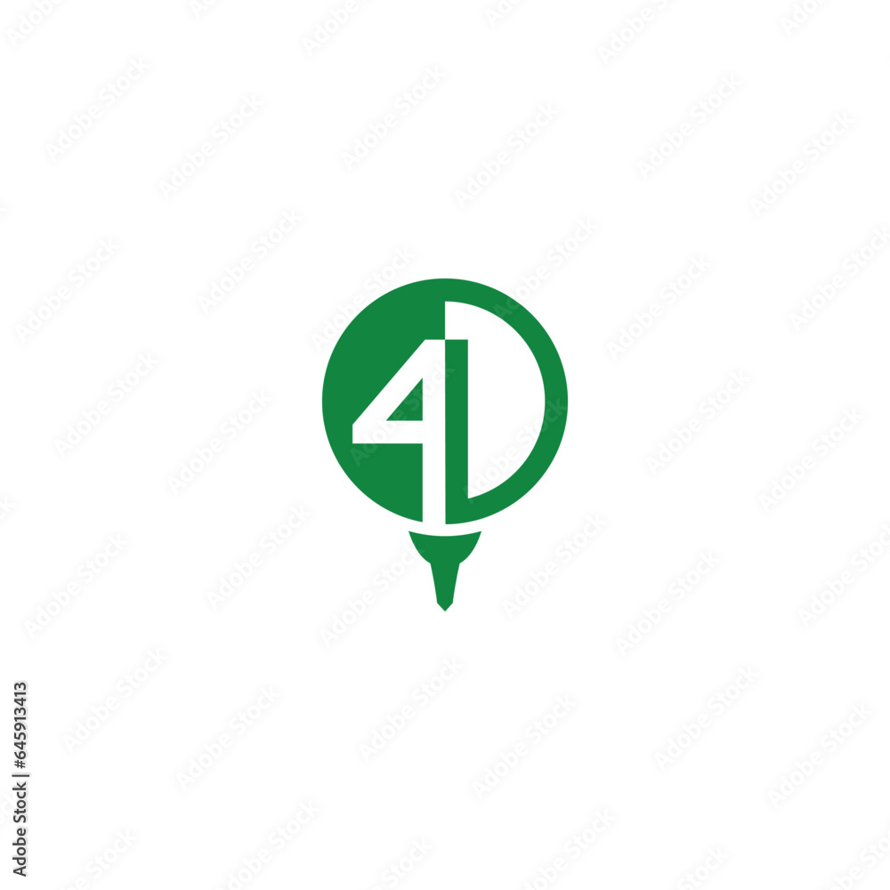 Number 4 golf logo for icon, vector, symbol, label, brand, illustration ...