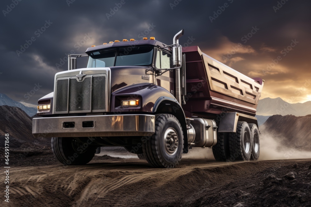 Heavy duty dump truck on highway. Modern Heavy Duty Dump Truck for ...