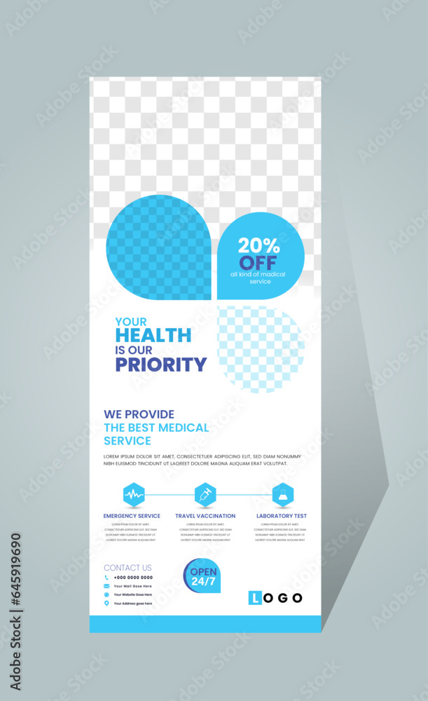 Medical rollup or X banner design template, Healthcare and medical ...