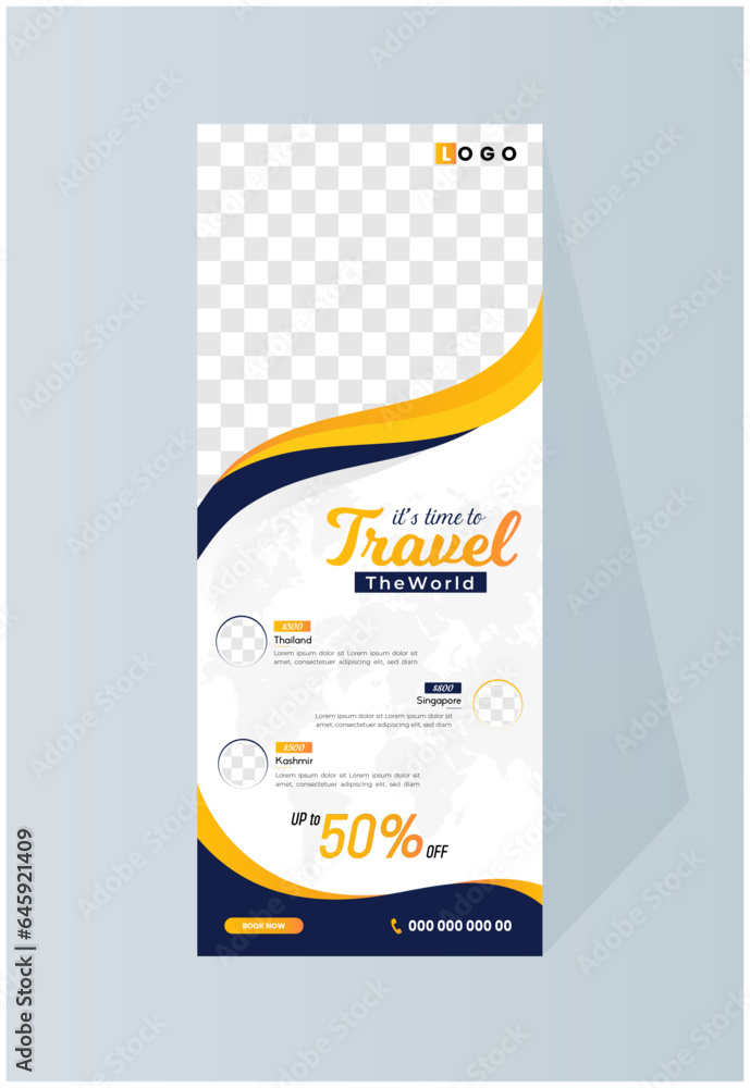 Travel business agency modern x stand rollup, pullup or signage banner ...
