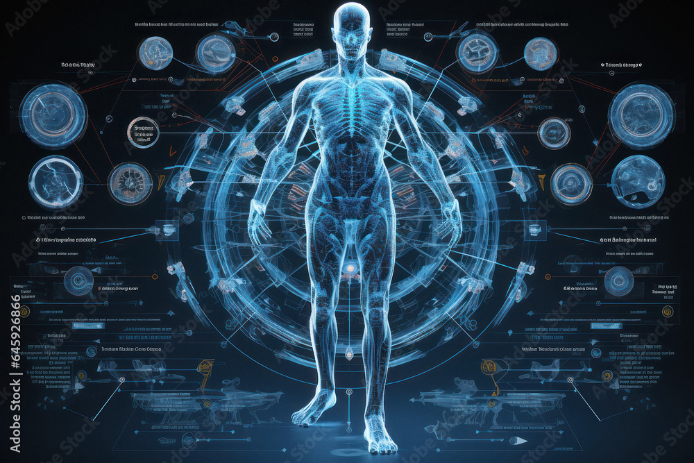 Perfect Human body structure blue print Stock Photo | Adobe Stock