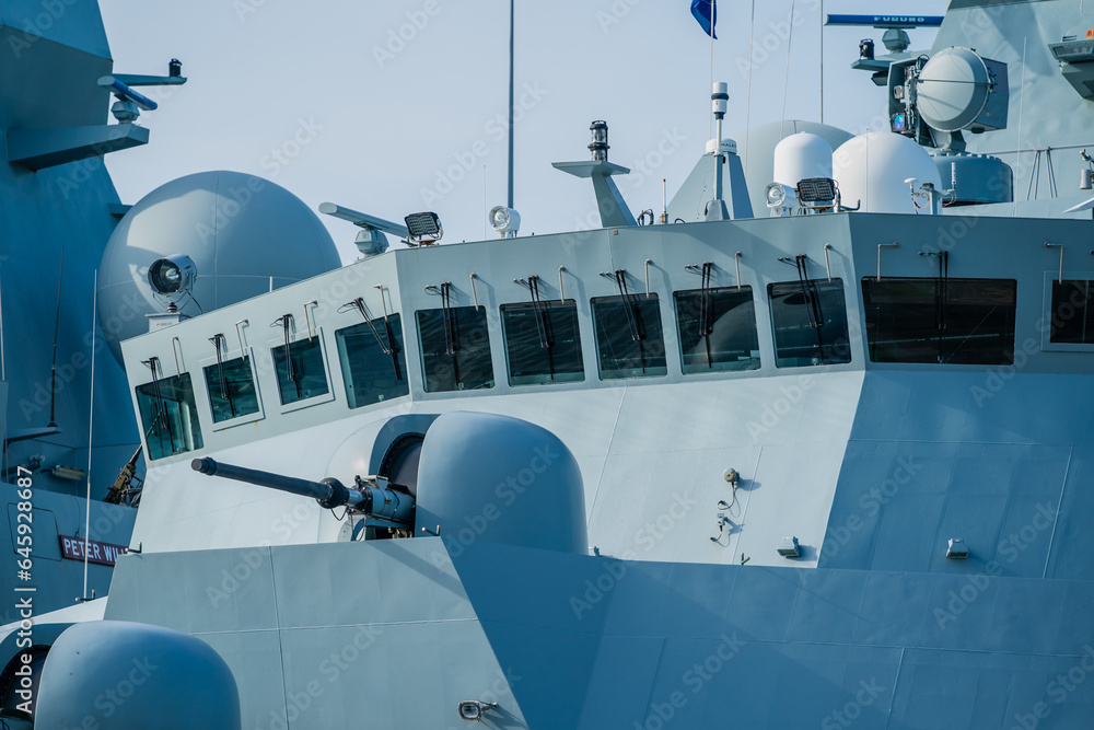 Navy warship battle turret and bridge Stock Photo | Adobe Stock