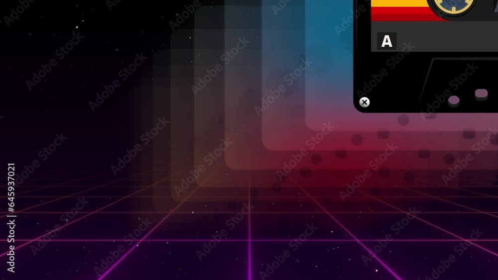 Retro musiccasette with retro colors eighties style, cassette tape, art ...