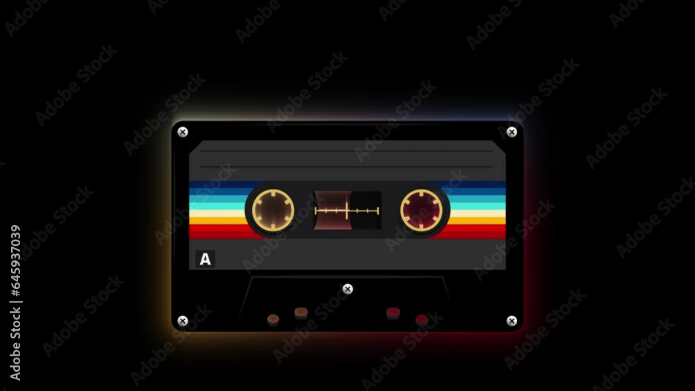 Retro musiccasette with retro colors eighties style, cassette tape, art ...