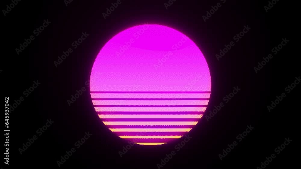 Retro background futuristic sunset 1980s style. Digital retro landscape ...