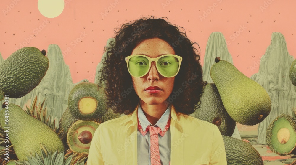 Avocado Punk, Portrait Illustration, Hand Drawn Style, Indigenous ...