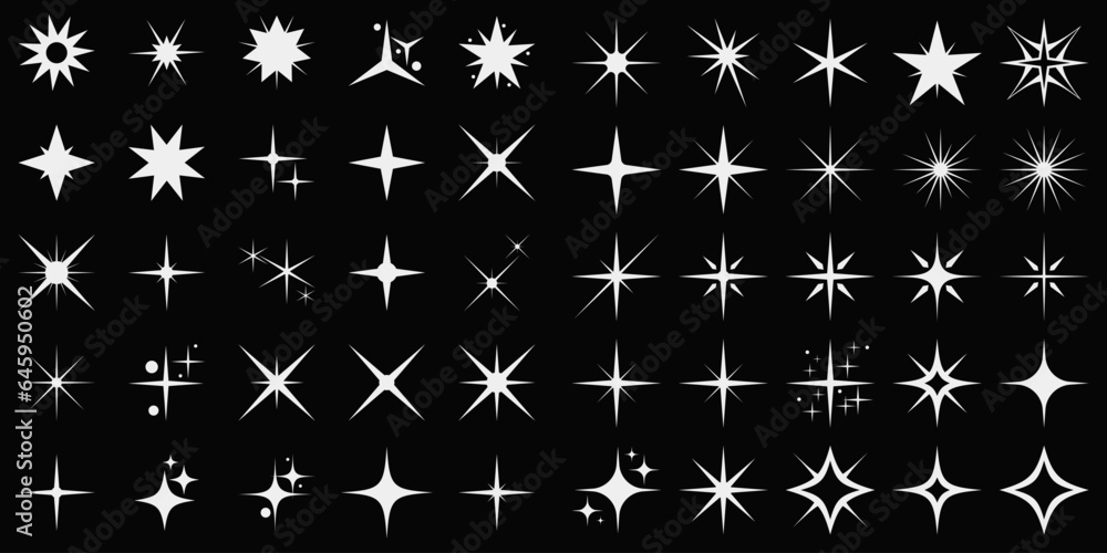 Cool Sparkle Icons Collection. Shine Effect Sign Vector Design. Set of ...