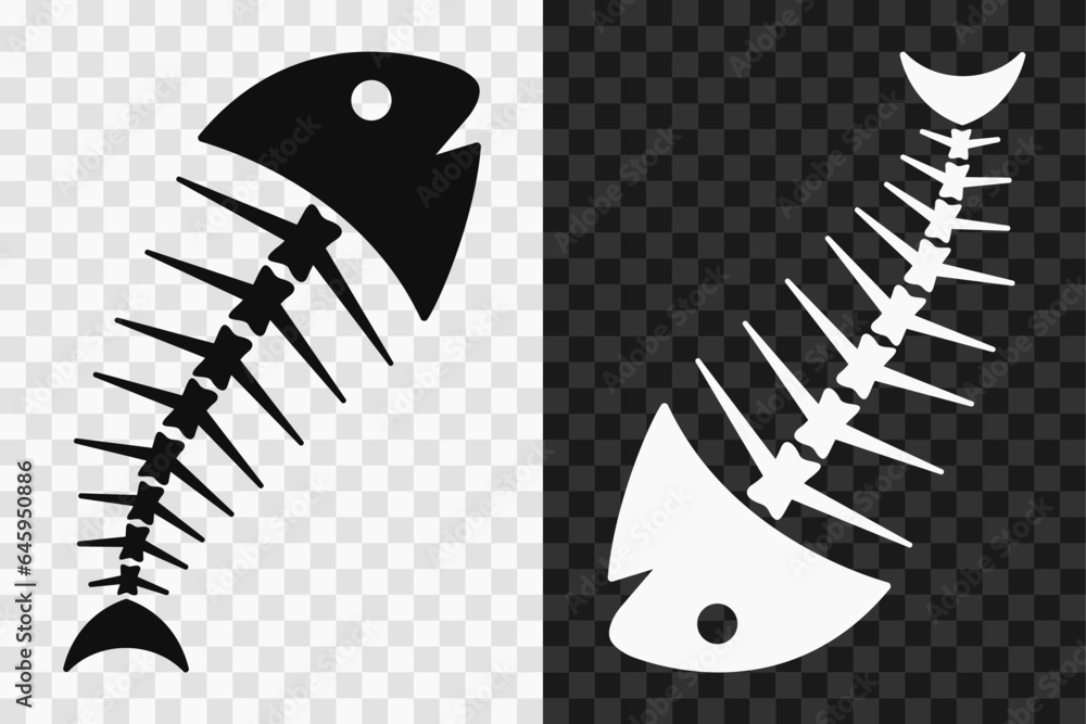Fish bone silhouette icon, high quality vector glyph sign. Fish bone ...
