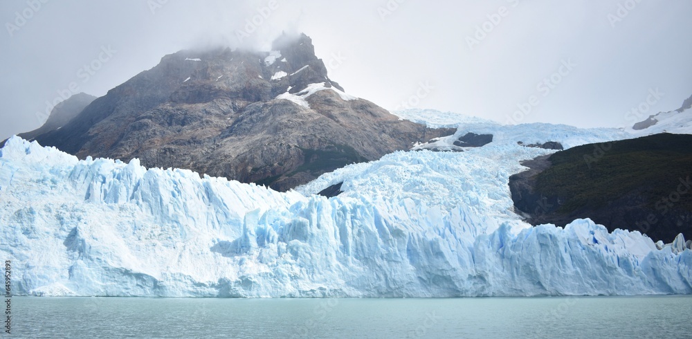 Cross section of the Perito Moreno glacier with mountains in the ...