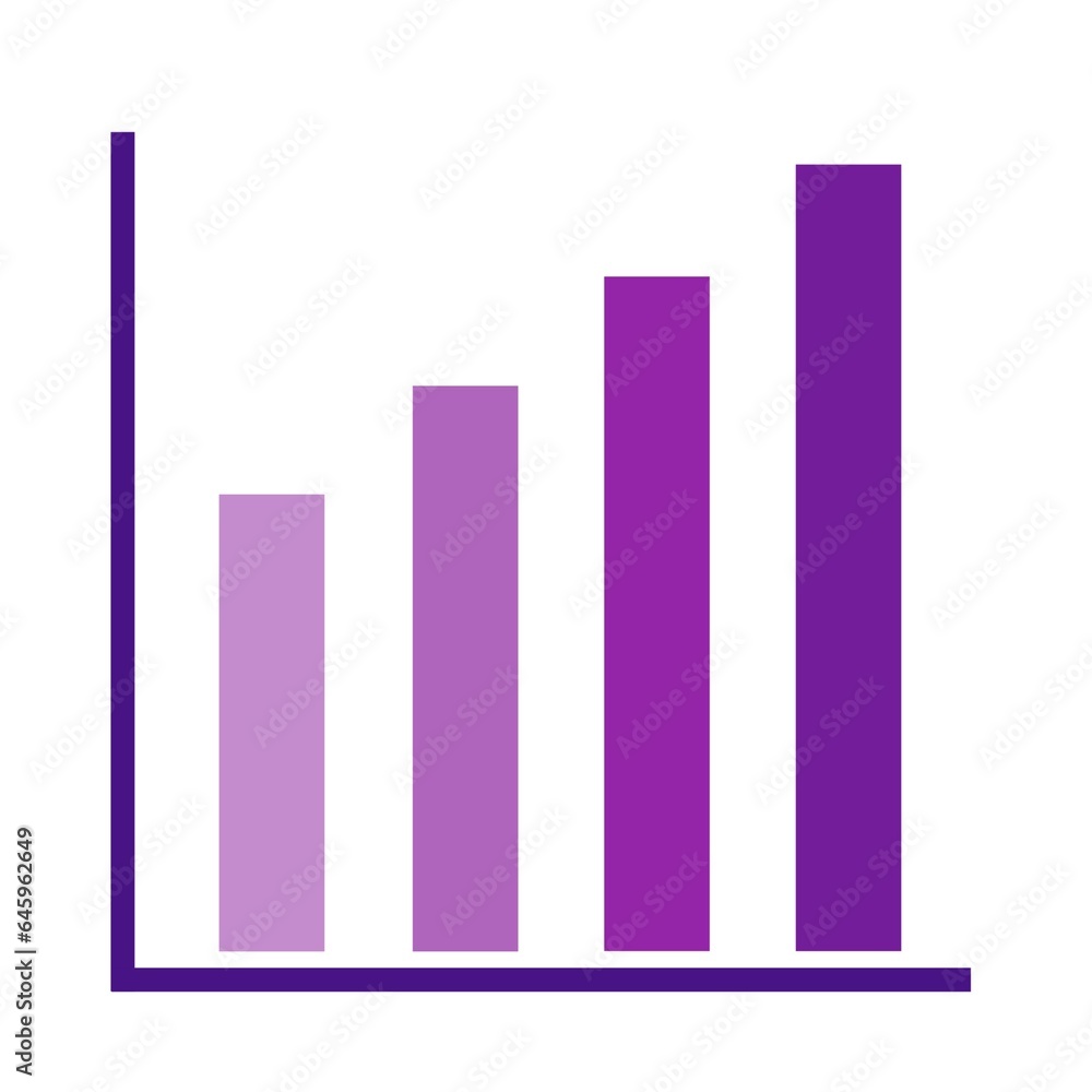 Chart Icon with purple bars showing increases isolated on white ...
