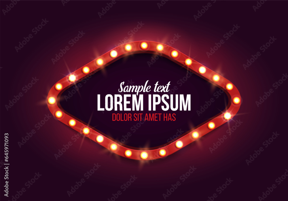 Shining retro billboard. Vintage bright sign board for your design ...