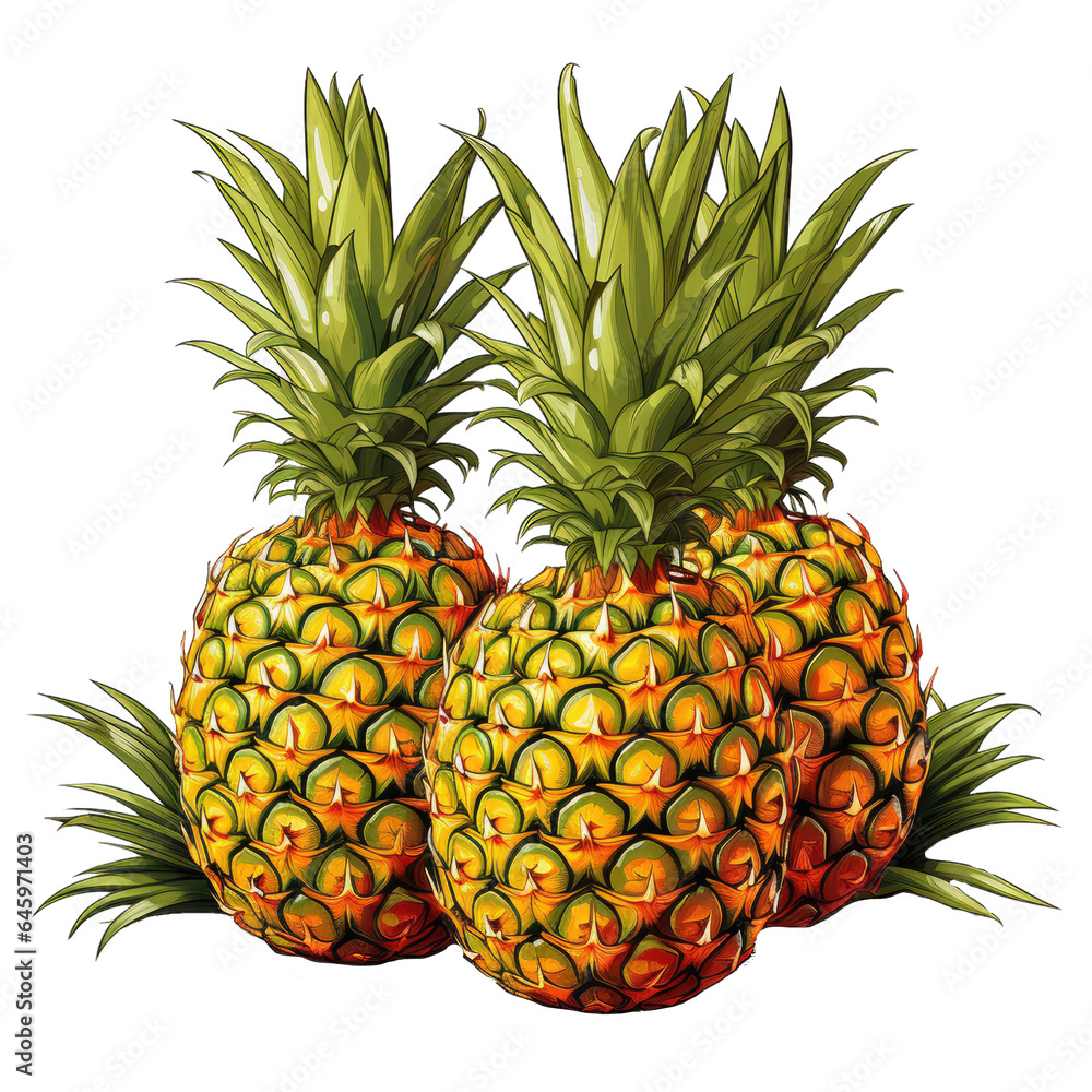 Pineapples ananas . Clipart PNG image . Transparent background ...