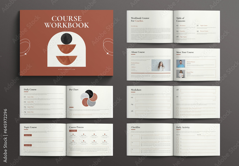 Course Workbook Layout Landscape Stock Template | Adobe Stock