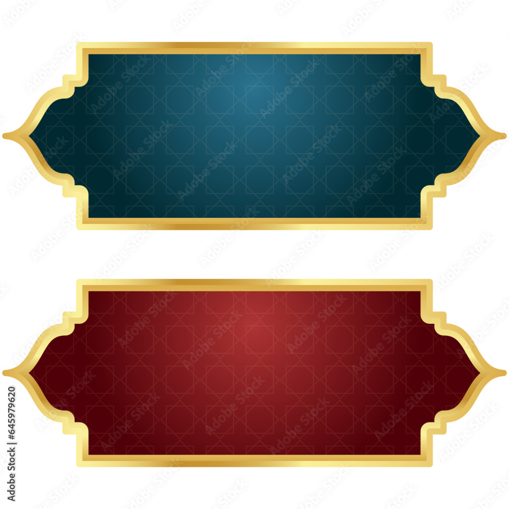Luxury golden arabic islamic text box title frame border banner set ...