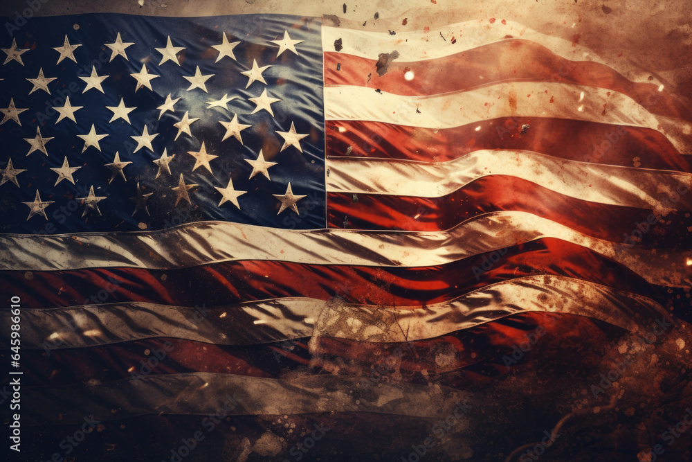 American Flag with Vintage Debris, Generative AI Stock Illustration ...