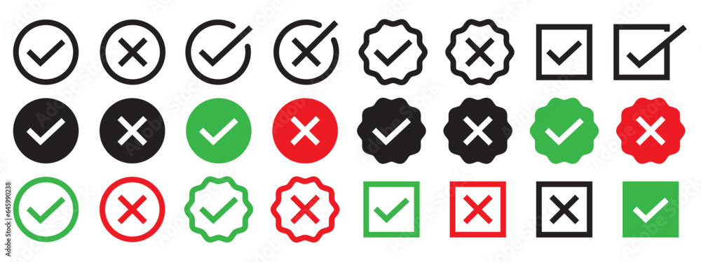 check mark icon. Task Approved or done symbol. True or false, right or ...