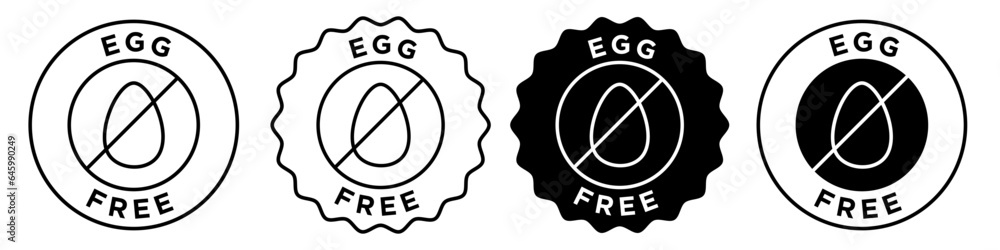 Egg free icon. No egg use in product package symbol. Allergic ...