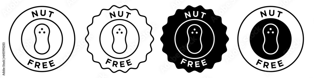 Nut free icon. No Groundnut oil or butter use in food product symbol ...