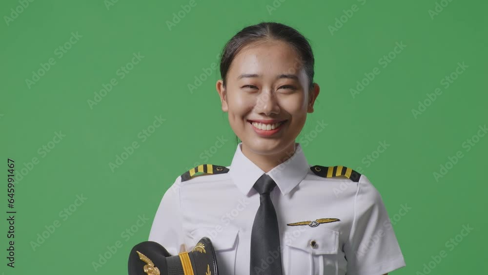 Asian Woman Pilot In Professional Uniform Launching Paper Plane ...