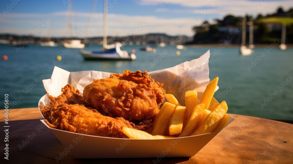 traditional english fish and chips at the seaside in england, fish and ...