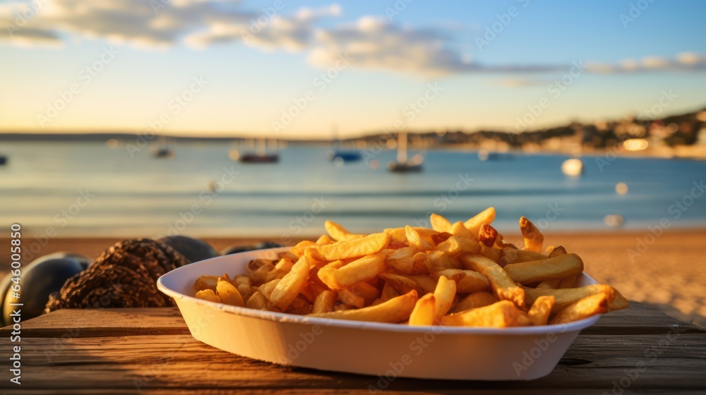 traditional english fish and chips at the seaside in england, fish and ...