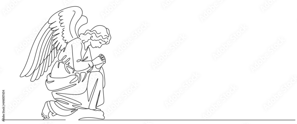 Poster Kneeling angel line art vector illustration – Wall Art | UkPosters