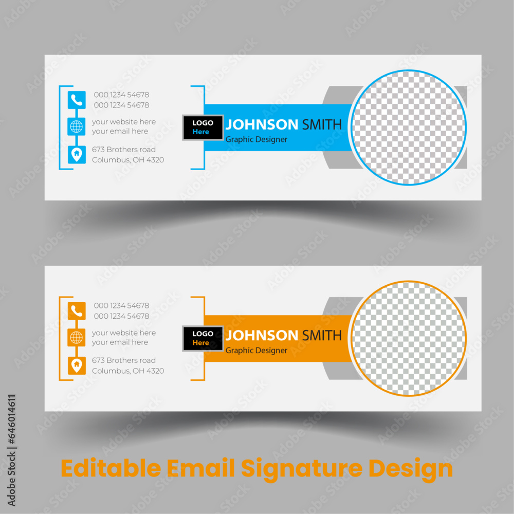 Vector corporate email signature or footer template design with ...