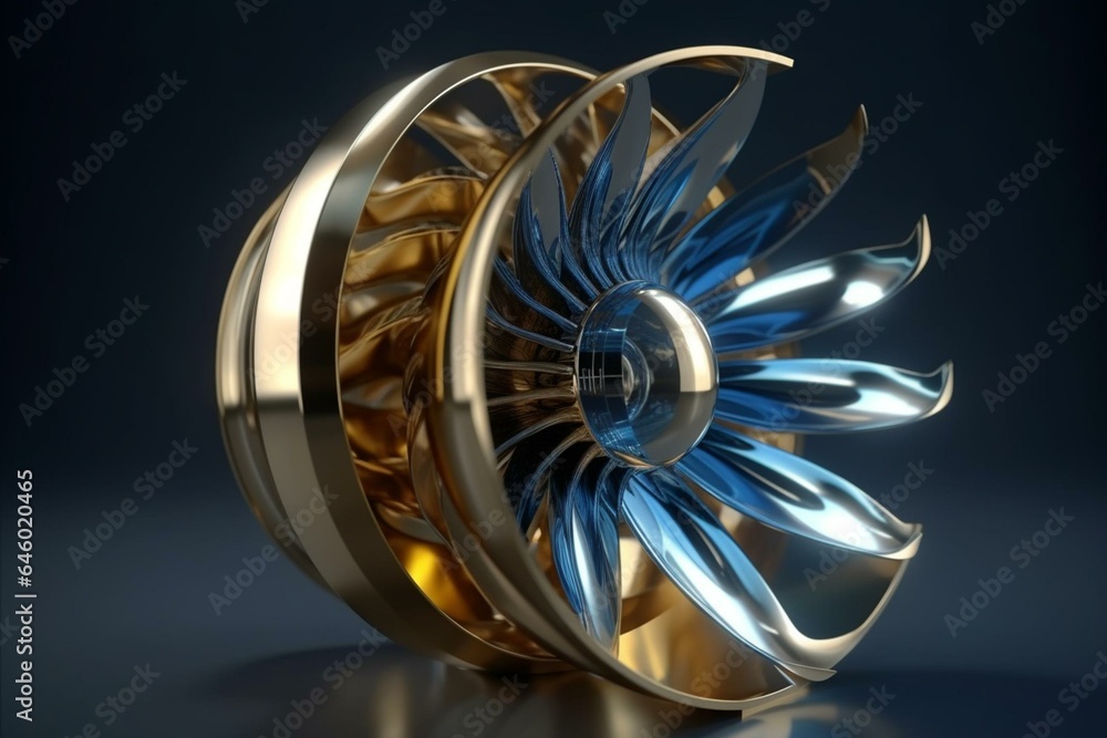 3D rendering of isolated gas turbine impeller for aircraft jet engine ...
