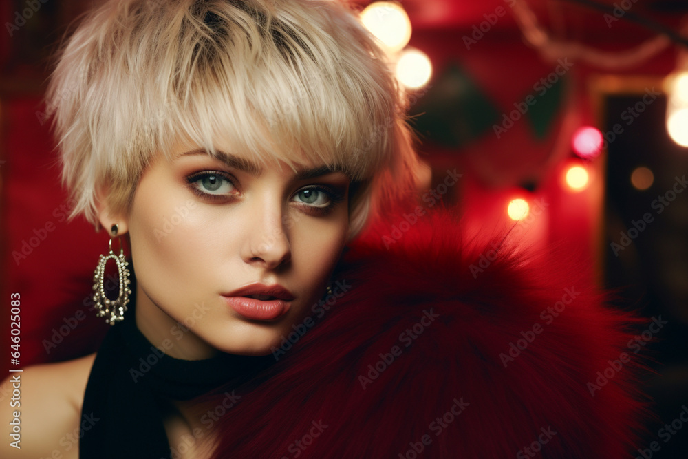 Portrait of a young woman model in 1980's Miami or similar east coast ...