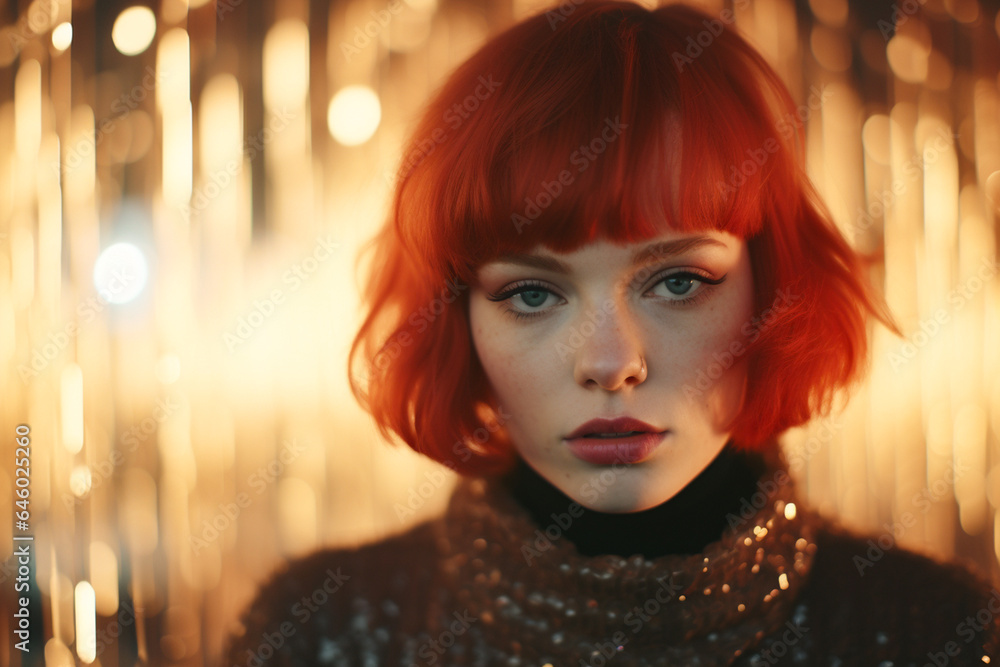 Portrait of a young woman model in 1980's Miami or similar east coast ...