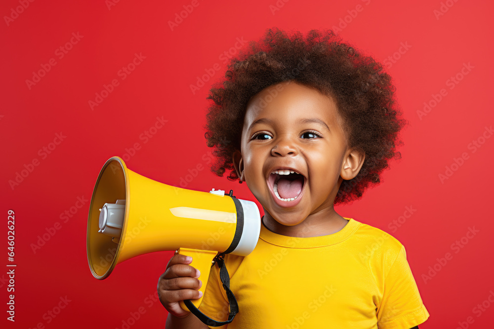 American child shouting: African American child with an Afro hairstyle ...