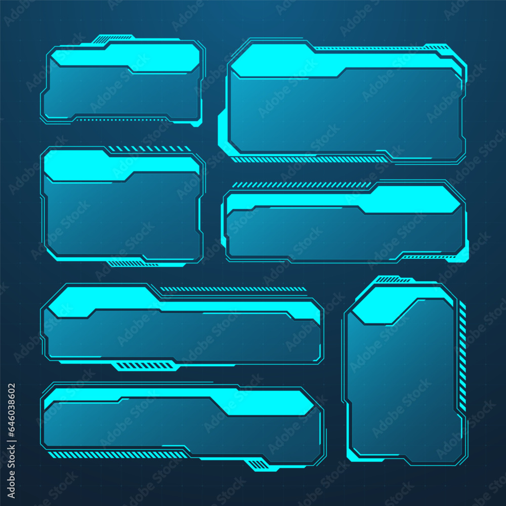 Blue Futuristic Hud Or Ui Elements Sci Fi User Interface Text Boxes Callouts Warning Message