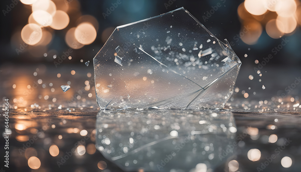 Shattered glass in space background with Natural design space Stock ...