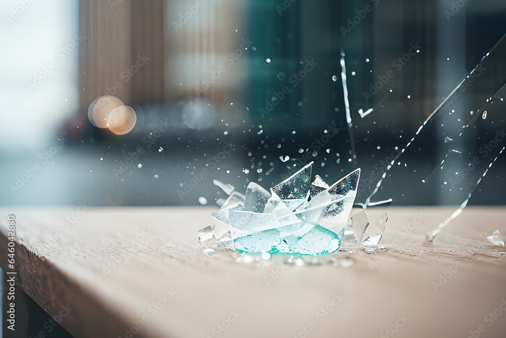 Shattered glass in space background with Natural design space Stock ...