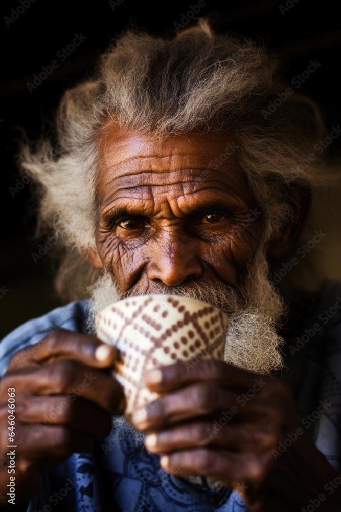 Australian Aboriginal elder sips traditional tea in solitude, branded ...