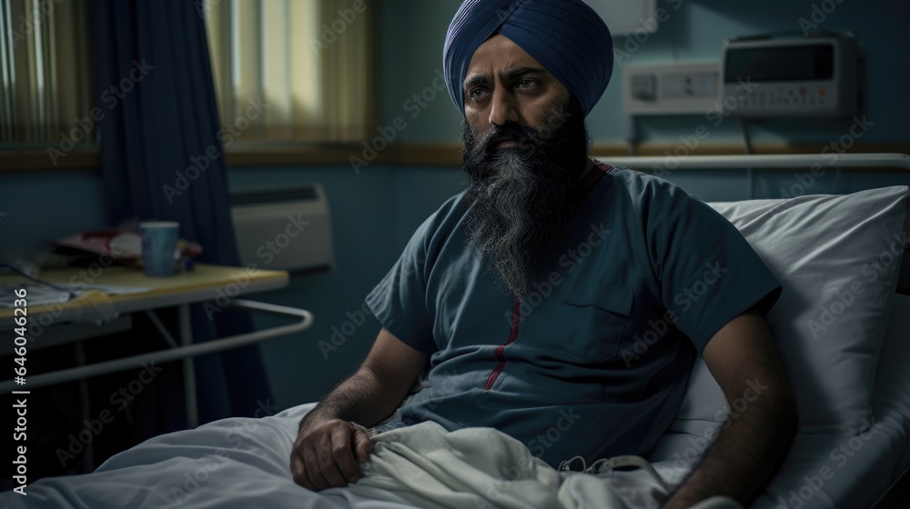 In hospital, Sikh man of mature age seen discussing with the. face ...