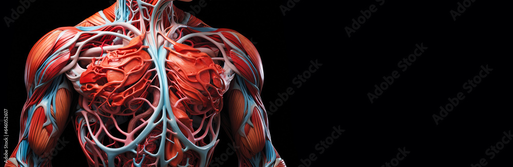 Human muscle and veins anatomy of the neck and chest. Medical ...