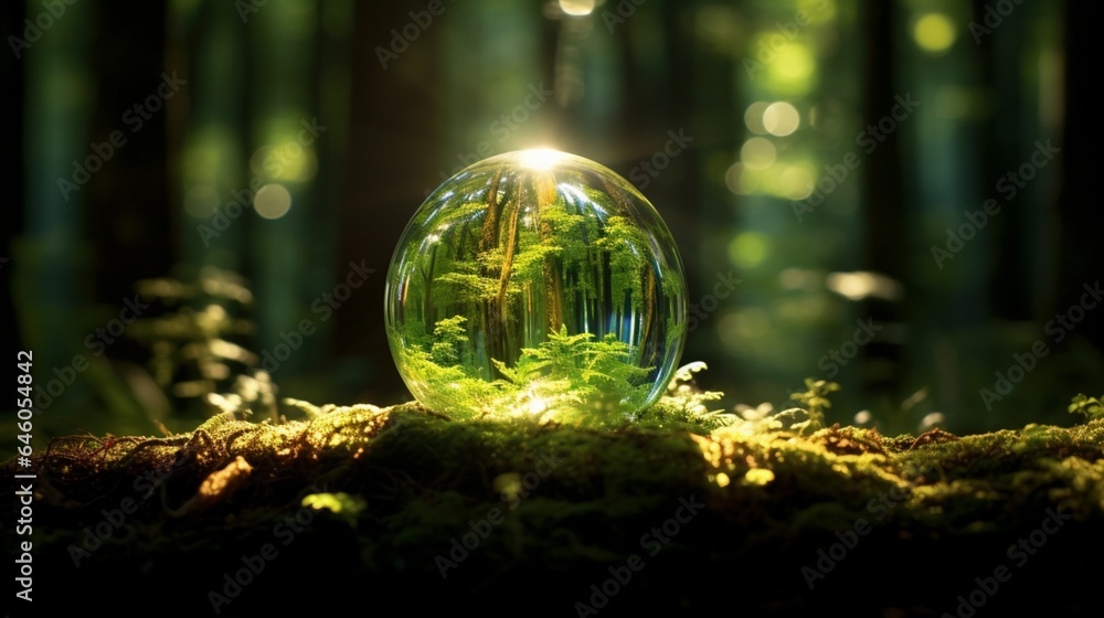 1 Produce an image of a glass globe emitting a warm, inviting light in ...