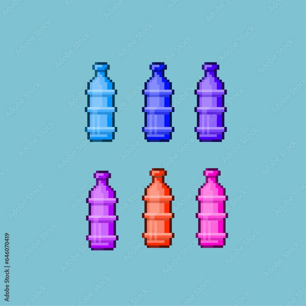 Pixel art sets of water drink tank with variation color items asset ...