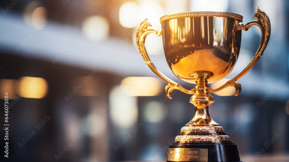Elevated Ambition: Gleaming Trophy for the Deserving Winner Stock Photo ...