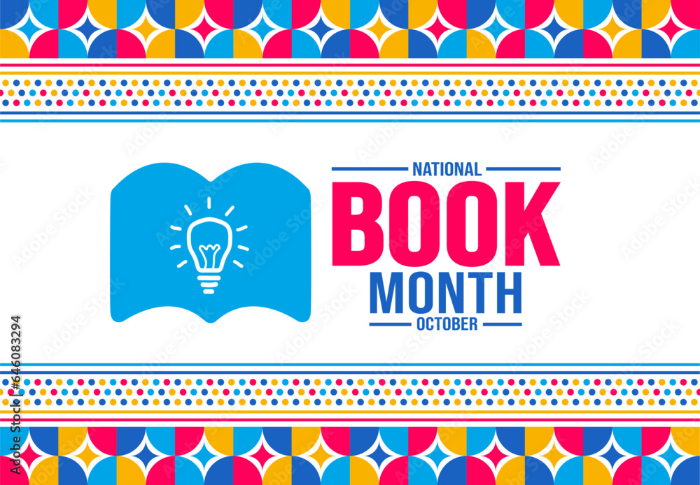 October is National Book Month background template use to background ...