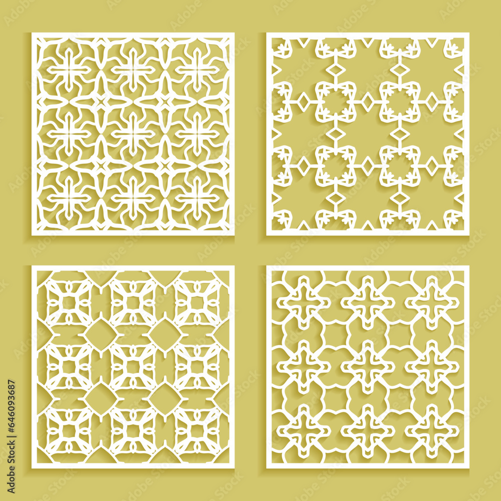 Templates for laser cutting, plotter cutting, printing. Square line ...