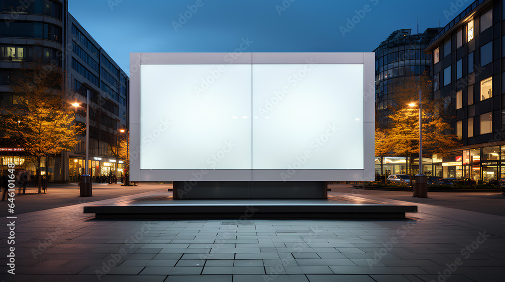 billboard on the street at night, public space area advertisement board ...