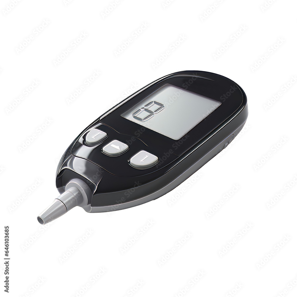 Medical blood glucose meter isolated on transparent background. Concept ...