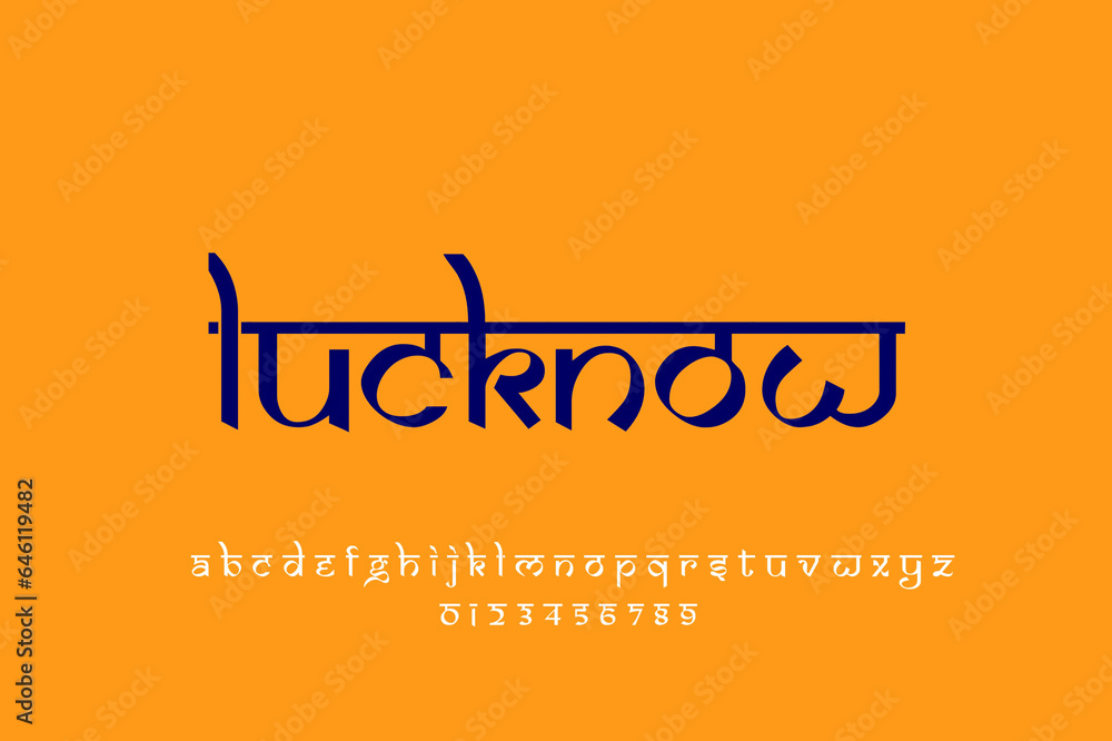 Indian City lucknow text design. Indian style Latin font design ...