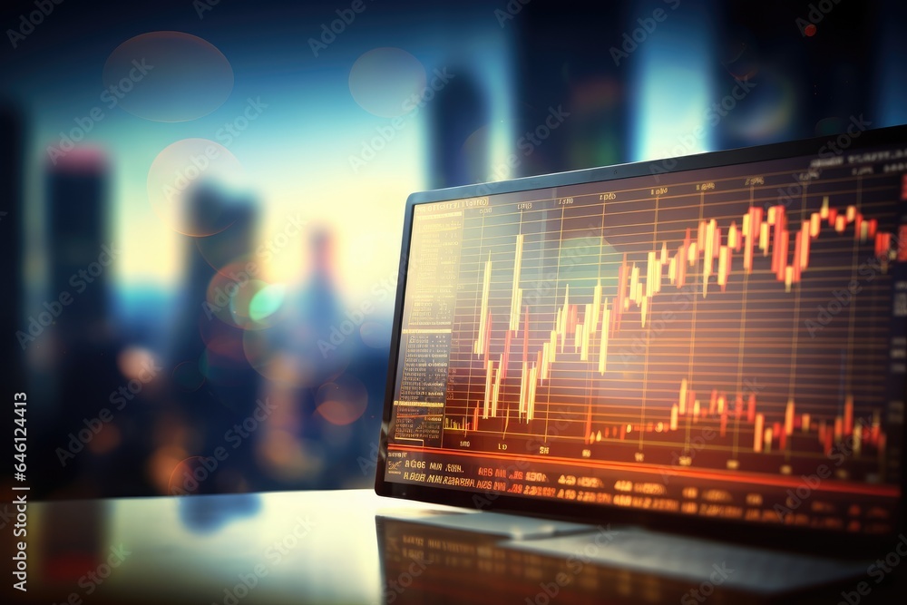 Business trading background with charts, screens and money Stock Photo ...