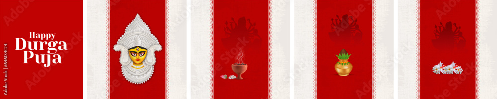 Goddess Maa Durga Face in Happy Durga Puja, Dussehra, and Navratri ...