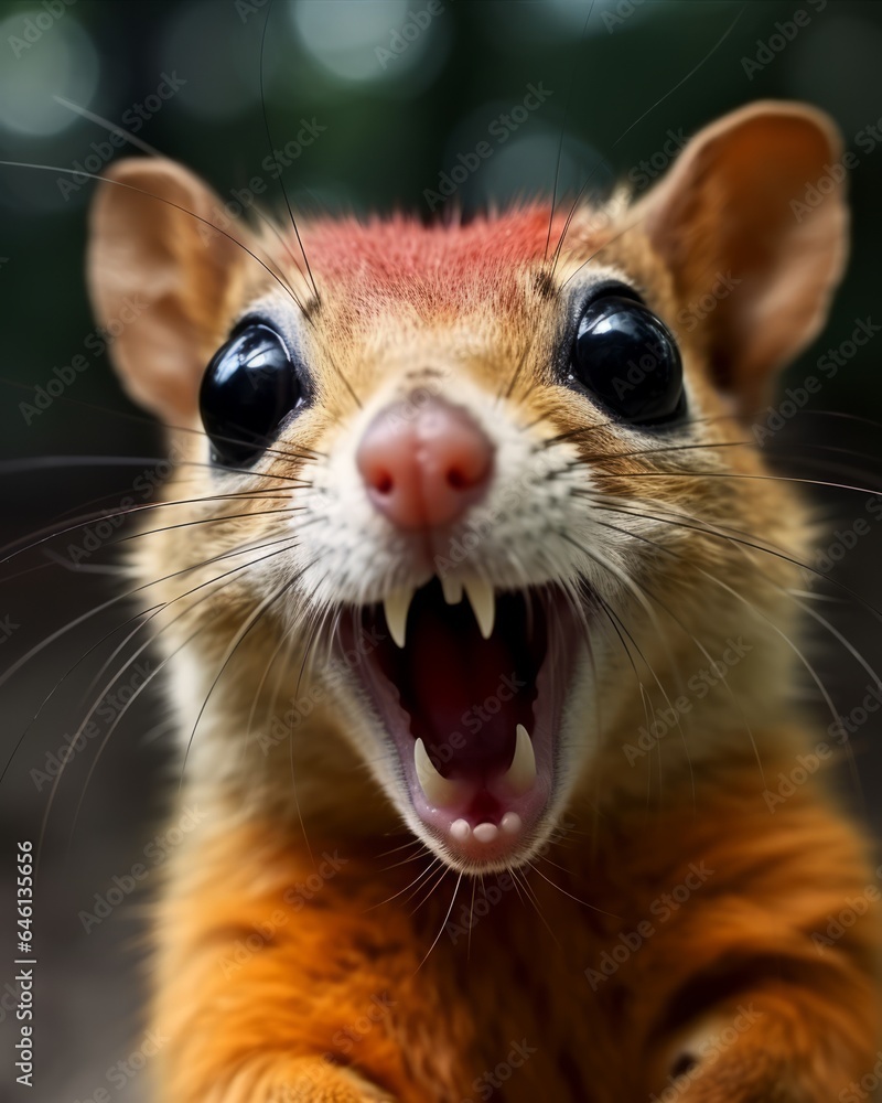 An aggressive squirrel in a rare display of ferocity, with its mouth ...