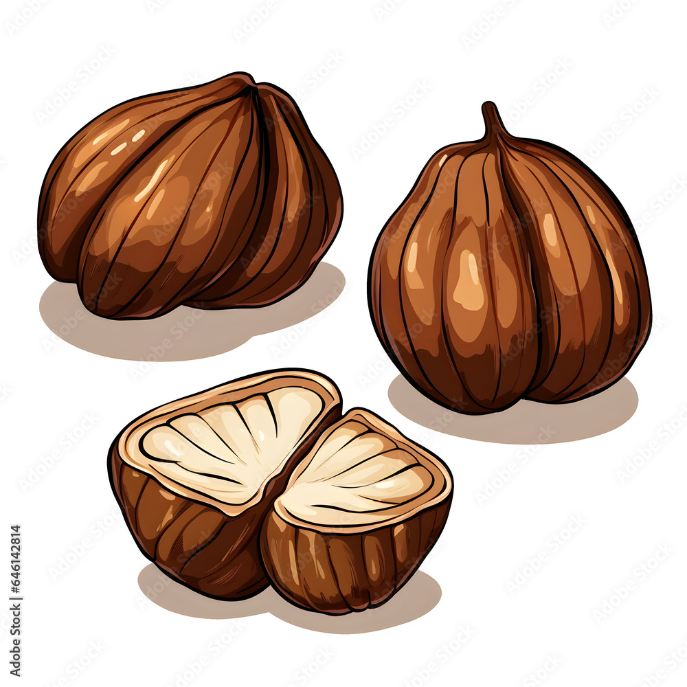 Cartoon cliparts of roasted chestnuts, transparent background Stock ...