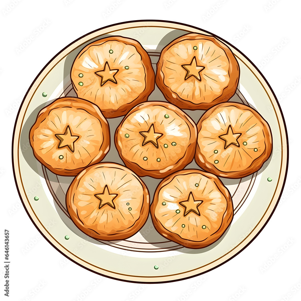 Cartoon cliparts of mince pies on a plate, transparent background Stock ...
